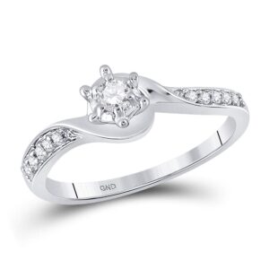 the diamond deal 10kt white gold womens round diamond solitaire bridal wedding engagement ring 1/6 cttw