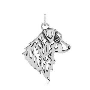 dazzling paws jewelry sterling silver australian shepherd pendant, aussie charm