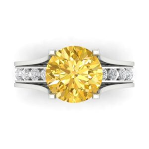 clara pucci 2.89ct round cut solitaire natural citrine engagement promise anniversary bridal ring band set sliding 14k white gold 9