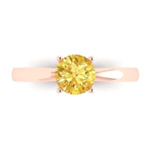 clara pucci 1.0 ct round cut solitaire natural yellow citrine gemstone bridal designer anniversary engagement ring in real 14k rose gold