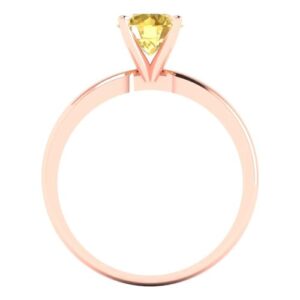 Clara Pucci 1.0 ct Round Cut Solitaire Natural Yellow Citrine gemstone Bridal Designer Anniversary Engagement Ring in Real 14k Rose Gold