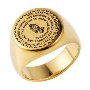 hzman bible verse prayer rings christian jewelry silver/gold stainless steel praying hands bands