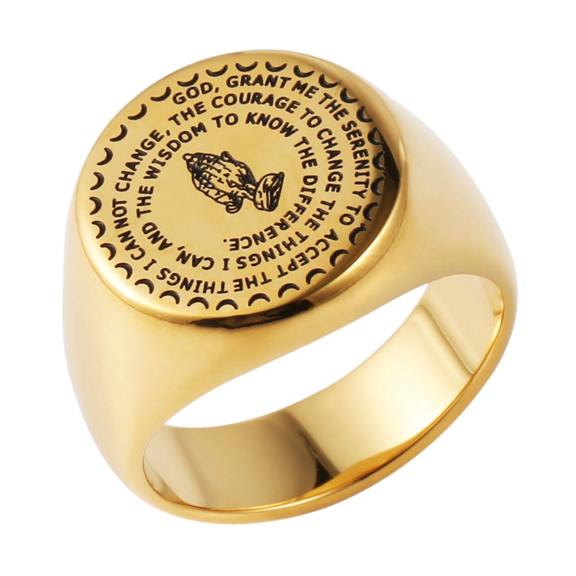 HZMAN Bible Verse Prayer Rings Christian Jewelry Silver/Gold Stainless Steel Praying Hands Bands