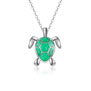 vangetimi lovely sea turtle pendant necklace cute animals green opal silver chain adjustable necklace valentine's day gifts jewelry for women