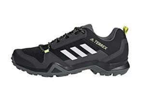 adidas men's terrex ax3 hiking boot, black/white/acid yellow, 10.5