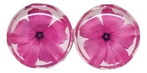 pink hibiscus flower - clear acrylic ear plugs - clear double flared gauges - 6 sizes - pair - new! (2 gauge (6mm))