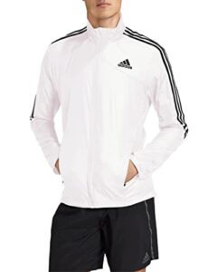 adidas men's marathon jacket 3-stripes, white/black, large