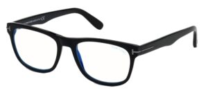 eyeglasses tom ford ft 5662 -b 001 shiny black/blue block lenses