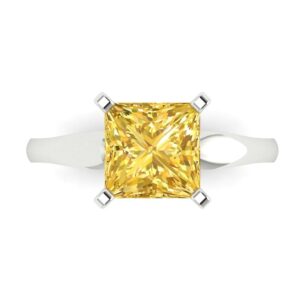 clara pucci 2.4ct princess cut solitaire natural yellow citrine wedding bridal designer art deco anniversary ring real 14k white gold