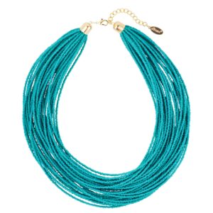 bocar multi layer chunky bib statement seed beads cluster collar necklace for women gift (nk-10351) (teal)