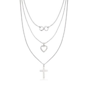 ross-simons italian sterling silver multi-symbol layered necklace. 16 inches