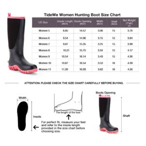 TIDEWE Rubber Boots for Women Multi-Season, Waterproof Rain Boots with Steel Shank, 6mm Neoprene Sturdy Rubber Outdoor Hunting Boots Next Camo G2 Size 7 (Pink)