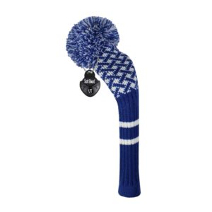 scott edward 1pcs hybrid head cover knit, for fairway wood hybrid, with rotating number tags (hybrid, blue reticulated)