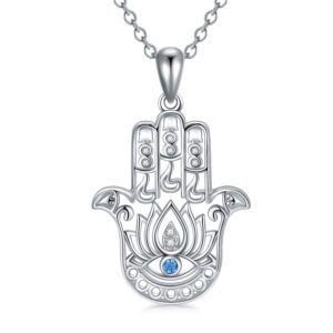 lonago hamsa necklace 925 sterling silver evil eye hamsa hand pendant necklace good luck jewelry gift for women