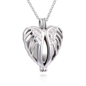 925 sterling silver angel wings memorial urn locket necklace for ashes jewelry cremation necklaces