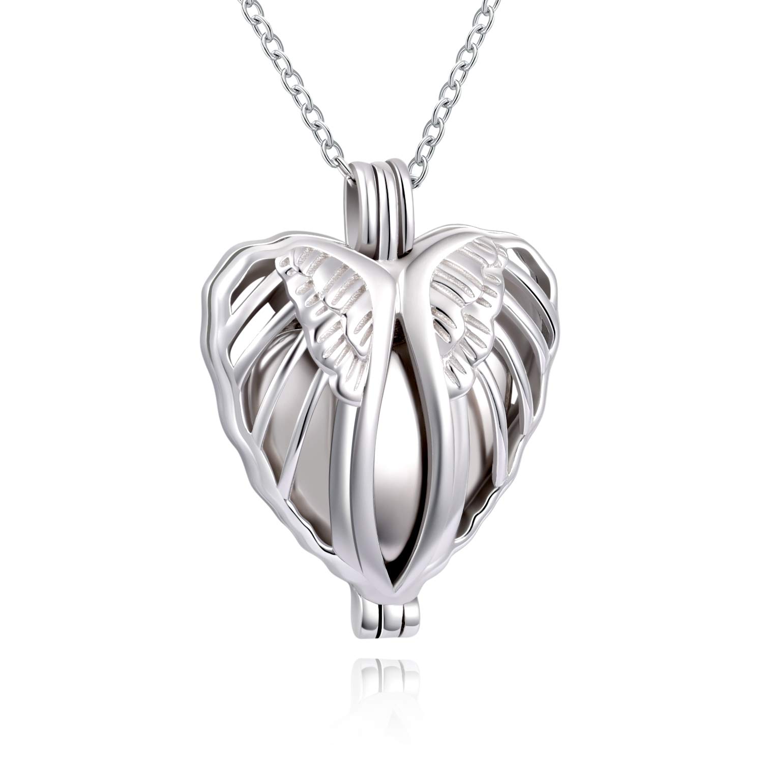 925 Sterling Silver Angel Wings Memorial Urn Locket Necklace for Ashes Jewelry Cremation Necklaces