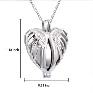 925 Sterling Silver Angel Wings Memorial Urn Locket Necklace for Ashes Jewelry Cremation Necklaces