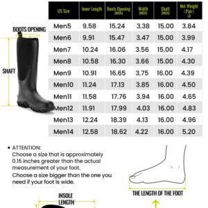 TIDEWE Rubber Boots for Men Multi-Season, Waterproof Rain Boots with Steel Shank, 6mm Neoprene Sturdy Rubber Outdoor Hunting Boots Size 7 (Black)