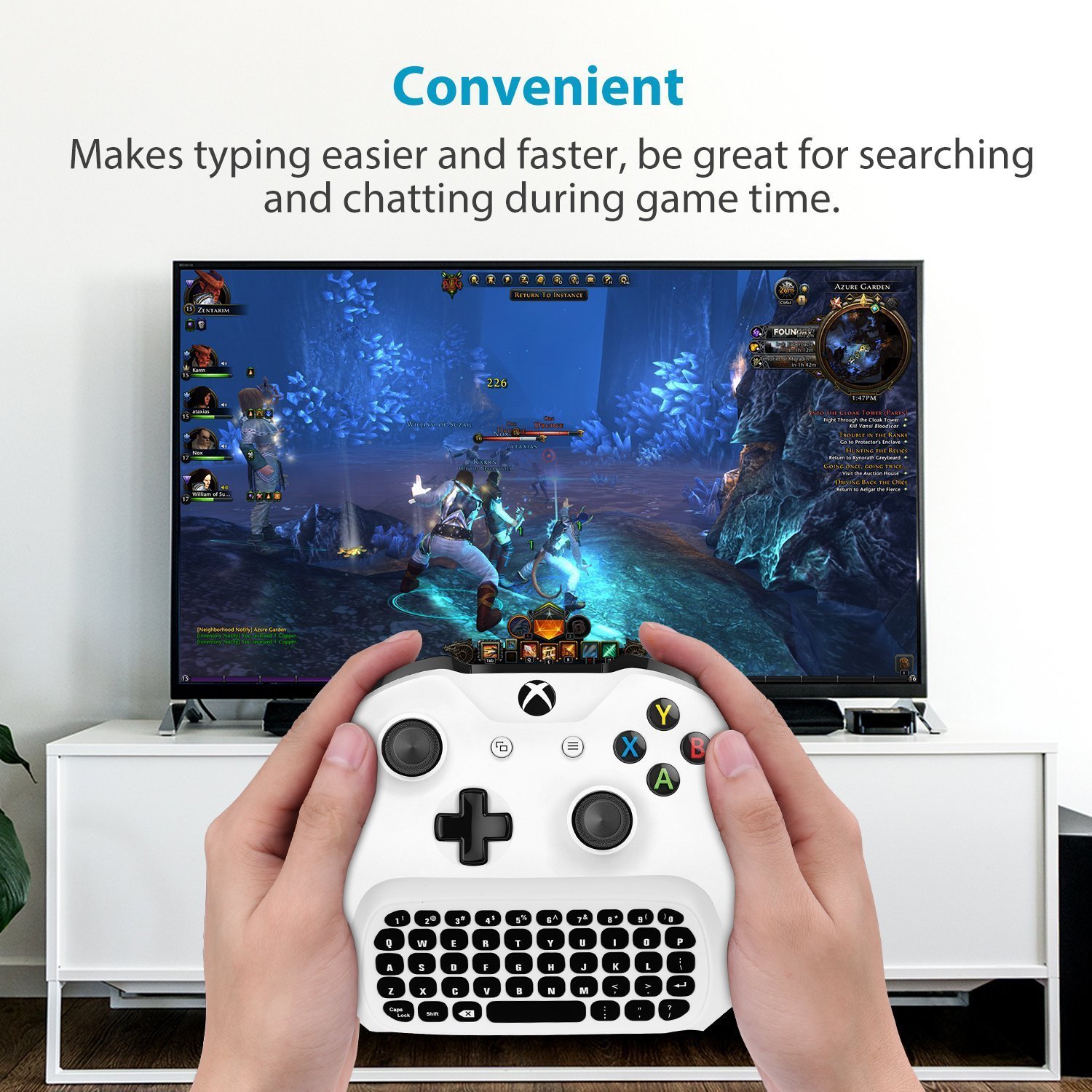 Backlight Keyboard for Xbox One with Audio Jack/Headset Mini Game Keyboard Fit Xbox One/One S/One Elite/2, 2.4G Receiver Included