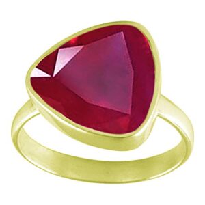 suryagems natural ruby faceted trillion 18k gold plated ring women july stone astrology jewelry us 4-13