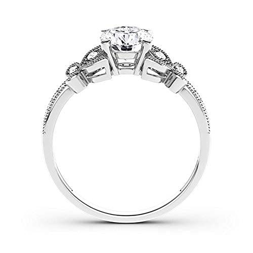 SISGEM 14K White Gold Butterfly Wedding Ring for Women,1.75 Carat(CTTW) Round-Cut Moissanite Engagement Ring with Engraved Name,Wedding Anniversary Size 5-11 (White, 10)