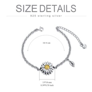 Sunflower Cremation Jewelry 925 Sterling Silver Urn Bracelet Link Flower Keepsake Ashes Memorial Pendant Locket for Women Mom