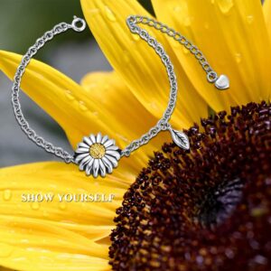 Sunflower Cremation Jewelry 925 Sterling Silver Urn Bracelet Link Flower Keepsake Ashes Memorial Pendant Locket for Women Mom