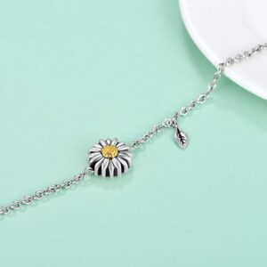 Sunflower Cremation Jewelry 925 Sterling Silver Urn Bracelet Link Flower Keepsake Ashes Memorial Pendant Locket for Women Mom