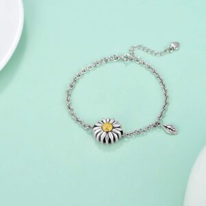 Sunflower Cremation Jewelry 925 Sterling Silver Urn Bracelet Link Flower Keepsake Ashes Memorial Pendant Locket for Women Mom