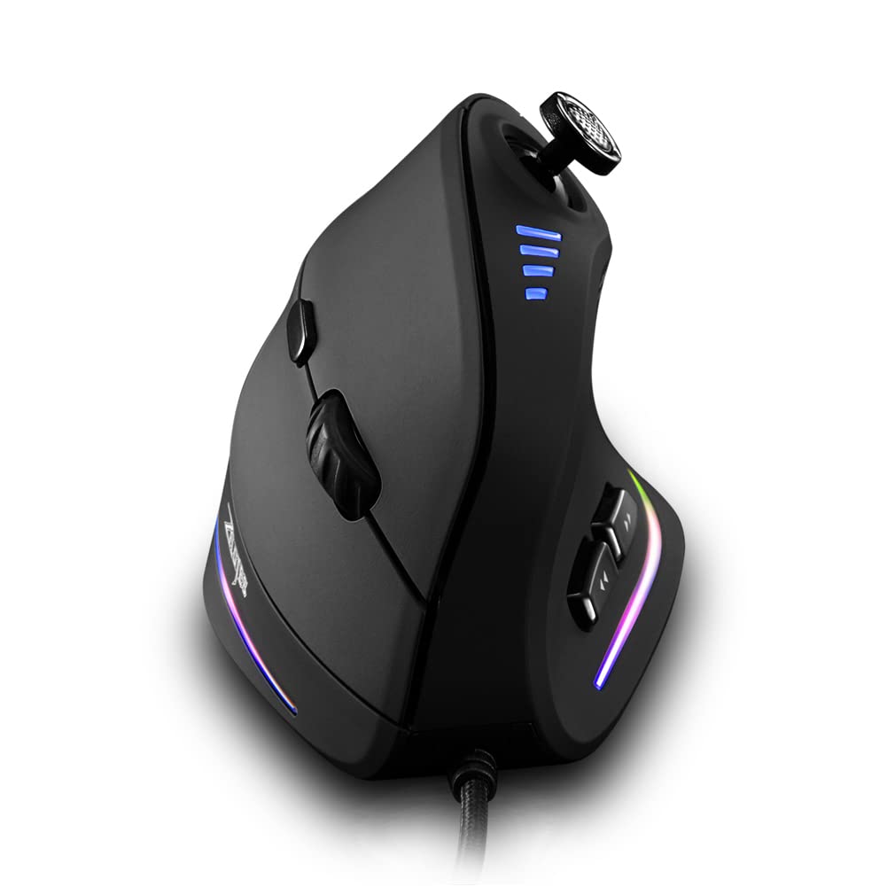 zelotes Wired Gaming Mouse with Joystick,10000DPI,11 Programmable Buttons,Vertical Ergonomic Mouse,USB Optical Computer mouse,PC Gaming Mouse for Laptop,PC,Black