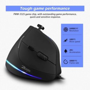 zelotes Wired Gaming Mouse with Joystick,10000DPI,11 Programmable Buttons,Vertical Ergonomic Mouse,USB Optical Computer mouse,PC Gaming Mouse for Laptop,PC,Black