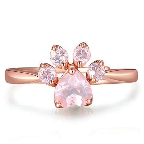 Sperrins Lovely Pink Cat Paw Ring Paw Print Ring Adjustable Novelty Pink Ring for Cat Lovers Women