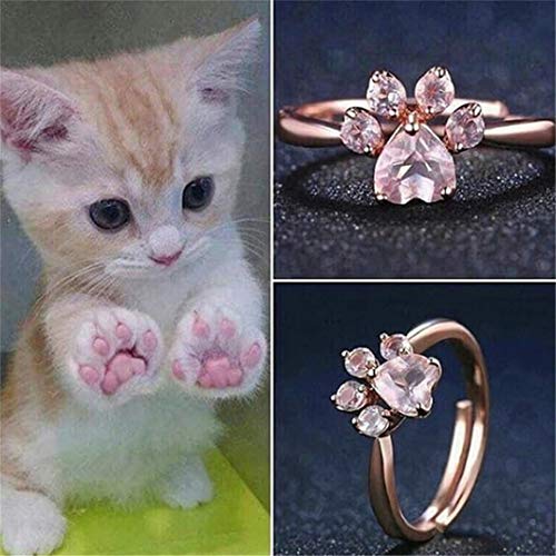 Sperrins Lovely Pink Cat Paw Ring Paw Print Ring Adjustable Novelty Pink Ring for Cat Lovers Women