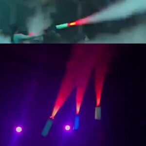 CO2 Jet Machine 20-26ft Spraying RGB LED Light CO2 Cryo Cannon Gun Stage Effect Smoke Fog Machine Club Bar DJ Effects Smoke Gun Fog Gun with 10ft Hose