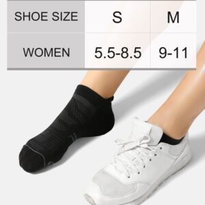 CS CELERSPORT 6 Pack Women's Ankle Running Socks Cushioned Low Cut Tab Athletic Socks, Black, Medium