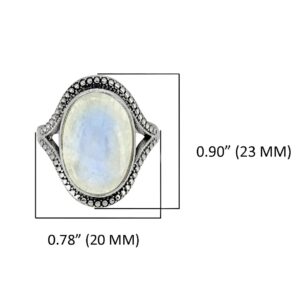 YoTreasure Rainbow Moonstone Solid 925 Sterling Silver Ring Jewelry