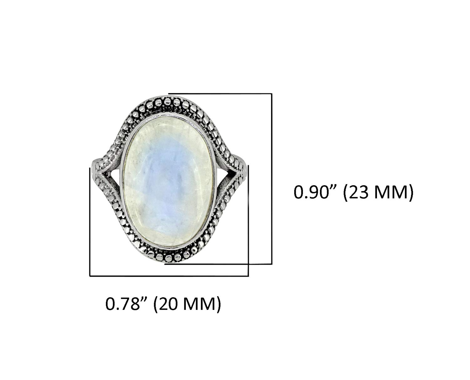 YoTreasure Rainbow Moonstone Solid 925 Sterling Silver Ring Jewelry