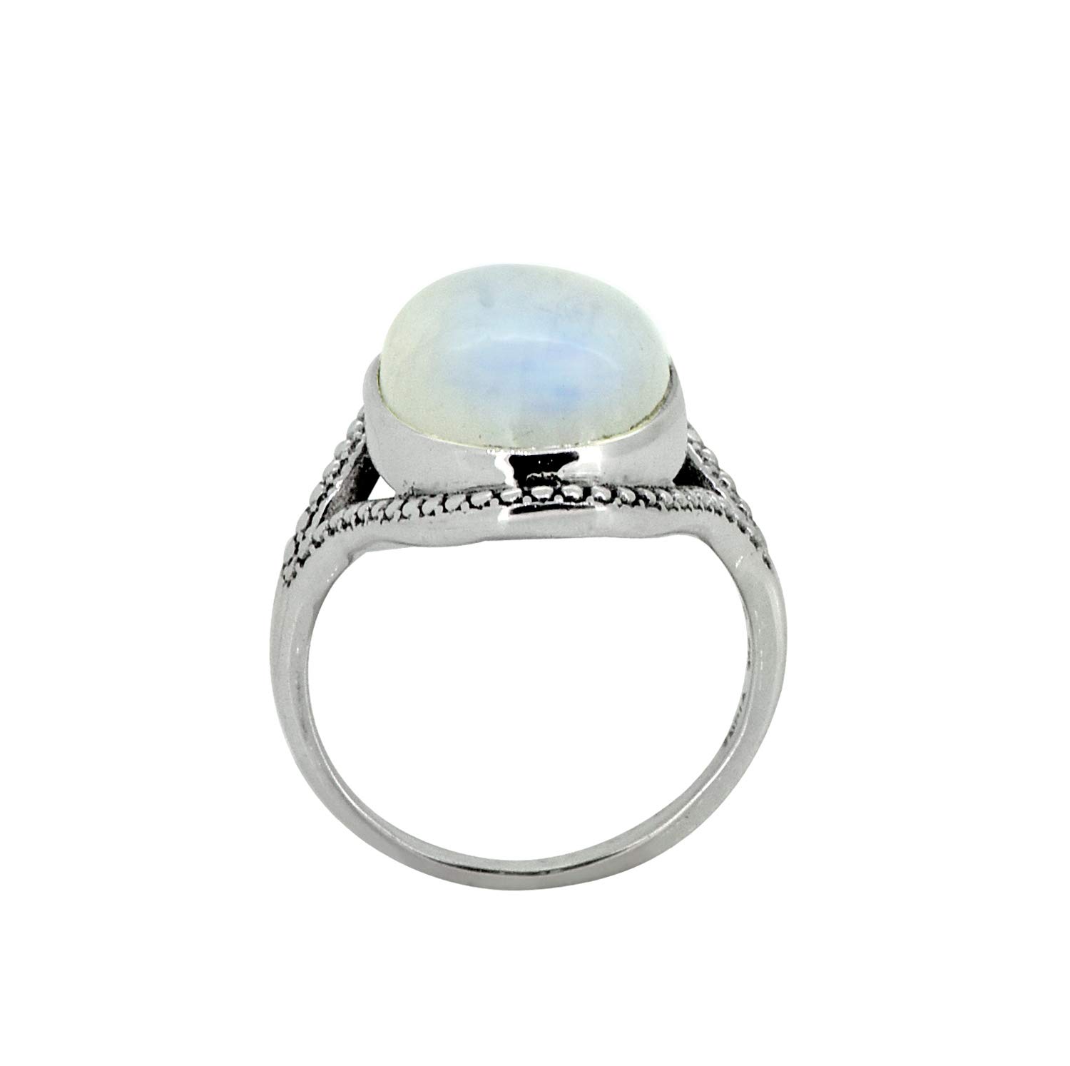 YoTreasure Rainbow Moonstone Solid 925 Sterling Silver Ring Jewelry