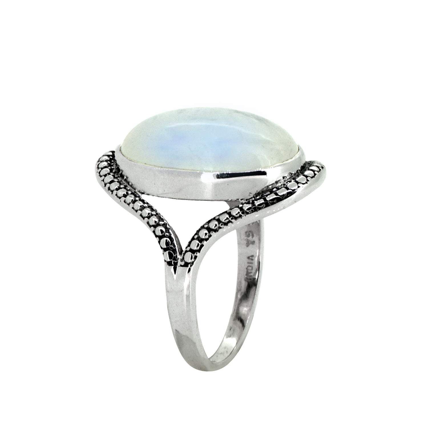 YoTreasure Rainbow Moonstone Solid 925 Sterling Silver Ring Jewelry