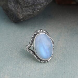 YoTreasure Rainbow Moonstone Solid 925 Sterling Silver Ring Jewelry