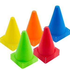 20 pcs 7 inch plastic agility cones for kids-mini traffic safety cones-construction agility cones for party,drills,basketball,soccer,5 colors