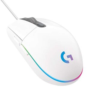 logitech g102 light sync gaming mouse with customizable rgb lighting, 6 programmable buttons, gaming grade sensor, 8 k dpi tracking,16.8mn color, light weight (white)