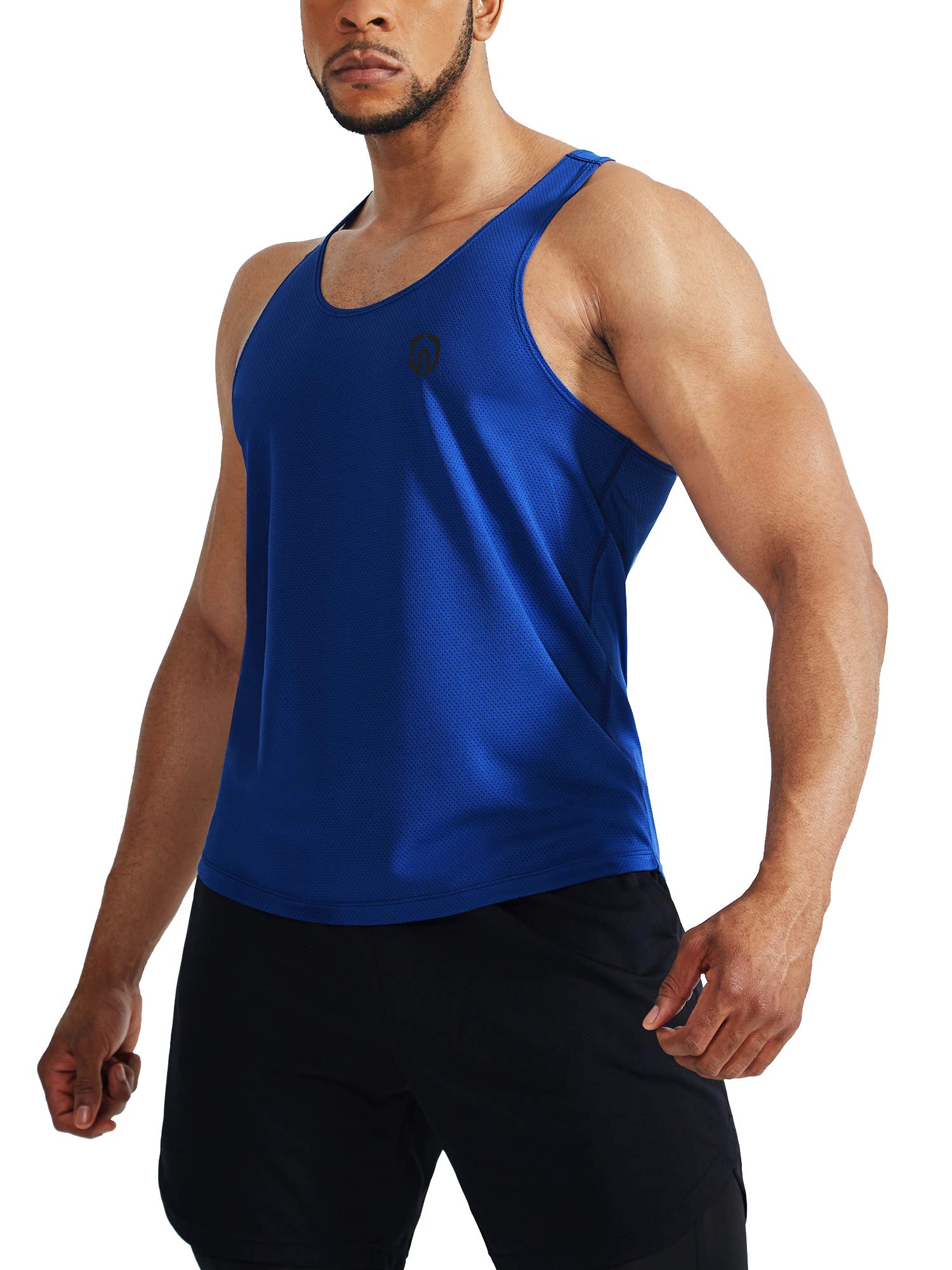 NELEUS Men's Workout Running Tank Top Sleeveless Gym Athletic Shirts Pack of 3,5080,Black/Grey/Blue,L