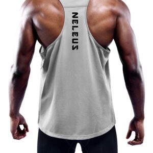 NELEUS Men's Workout Running Tank Top Sleeveless Gym Athletic Shirts Pack of 3,5080,Black/Grey/Blue,L