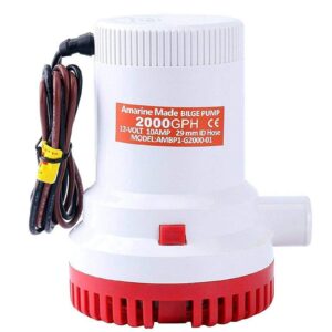 amarine made non automatic bilge pump for boats 2000 gph submersible pump 12v boat marine plumbing electric with hose id 29mm 1-1/8 outlet 8.5a white