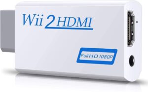 chs goodeliver wii to hdmi connector/converter/adapter, 1080p output video, 3.5mm audio - supports all wii display modes, white