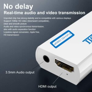 CHS Goodeliver Wii to Hdmi Connector/Converter/Adapter, 1080p Output Video, 3.5mm Audio - Supports All Wii Display Modes, White