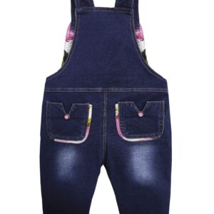 KIDSCOOL SPACE Baby Denim Overall,Little Girl Cute Cartoon Hippo Jean Dungaree,Blue,12-18 Months