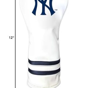 Team Golf MLB New York Yankees White Vintage Fairway Head Cover White Vintage Fairway Golf Club Headcover, Form Fitting Design, Retro Design