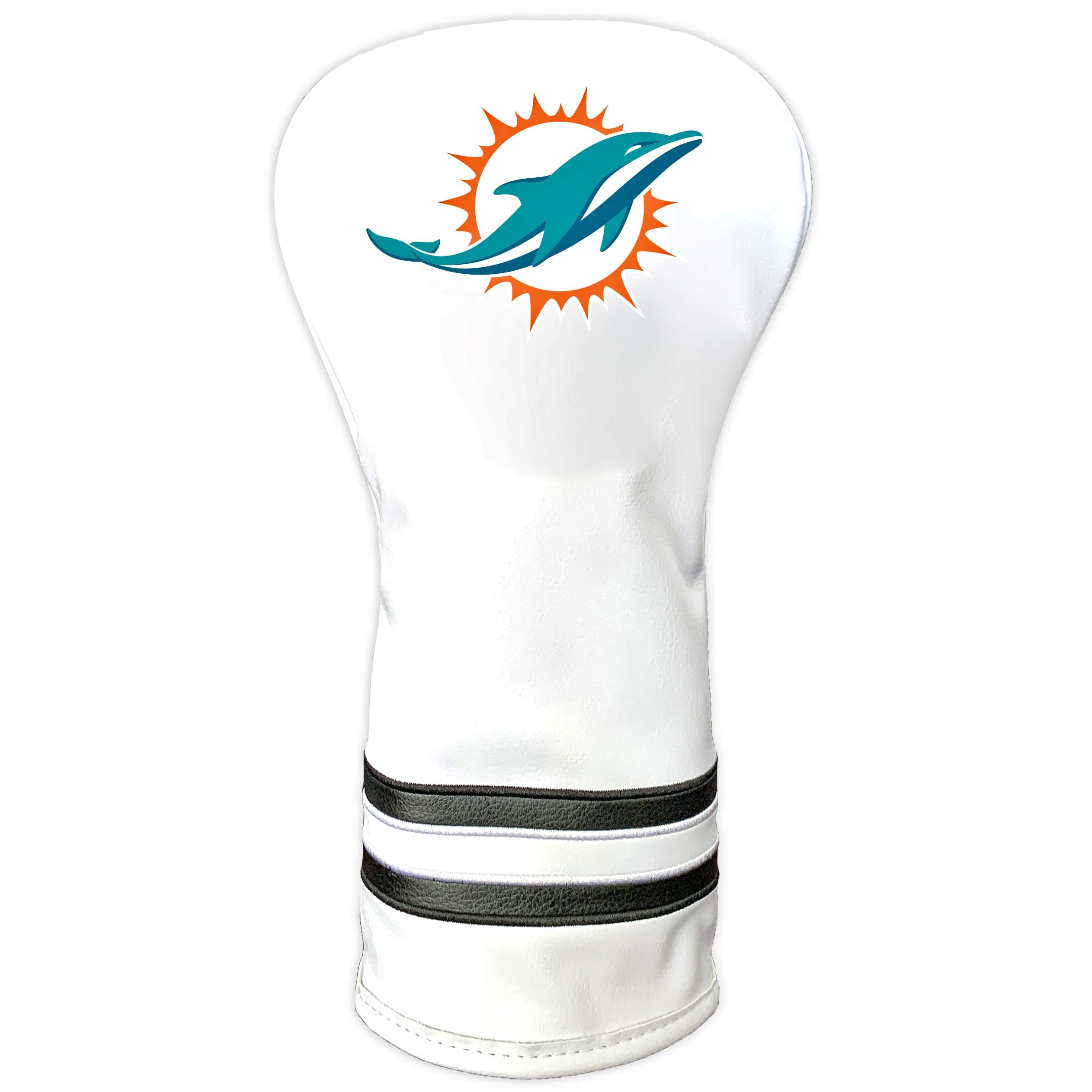 Team Golf NFL Miami Dolphins White Vintage Driver Head Cover White Vintage Driver Golf Club Headcover, Form Fitting Design, Retro Design & Superb Quality